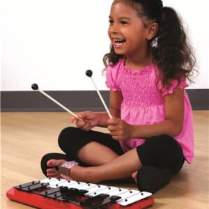 Basic Beat BB117A 17-Note Chromatic Glockenspiel for Kids - Durable with Piano-Key Coloring, Safety-Designed Bars, Sturdy Wooden Frame, and 2 Mallets Included