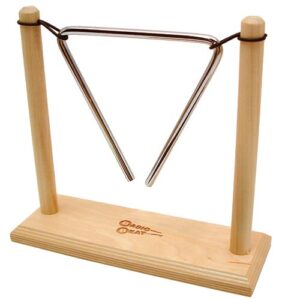 basic beat bbtr triangle stand - hands-free suspension for triangle, natural wood, made in usa