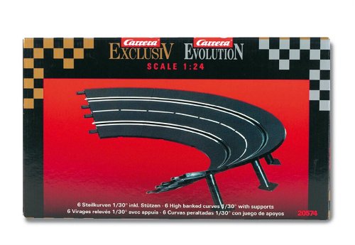 Carrera 20574 1/30 High Banked Curve 6-Piece Track Add-on Accessory Parts for Digital 124/132 and Evolution, Large