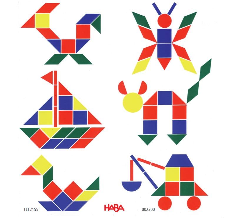 HABA Geo Shape Tack Zap Play Set - Make Geometric Designs with Corkboard, Hammer, Templates and 50 Wooden Tiles (Made in Germany)