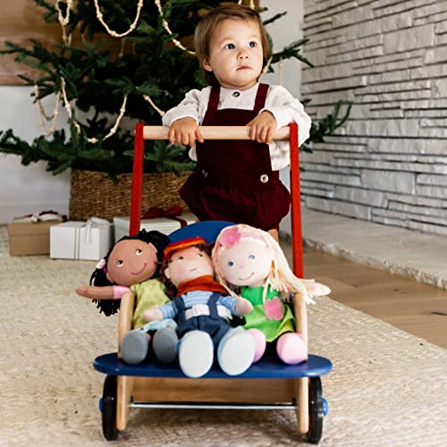 HABA Walker Wagon - Wooden Baby Push Walker, Sit to Stand Walker for Baby Learning to Walk, Push Toys for Toddlers 1-3 with Seat & Storage, 10 Months+