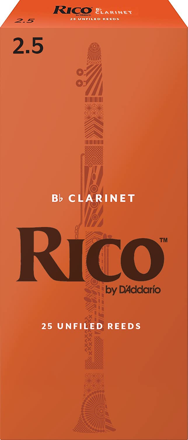 D'Addario Rico Bb Clarinet Reeds, Strength 2.5, Pack of 25