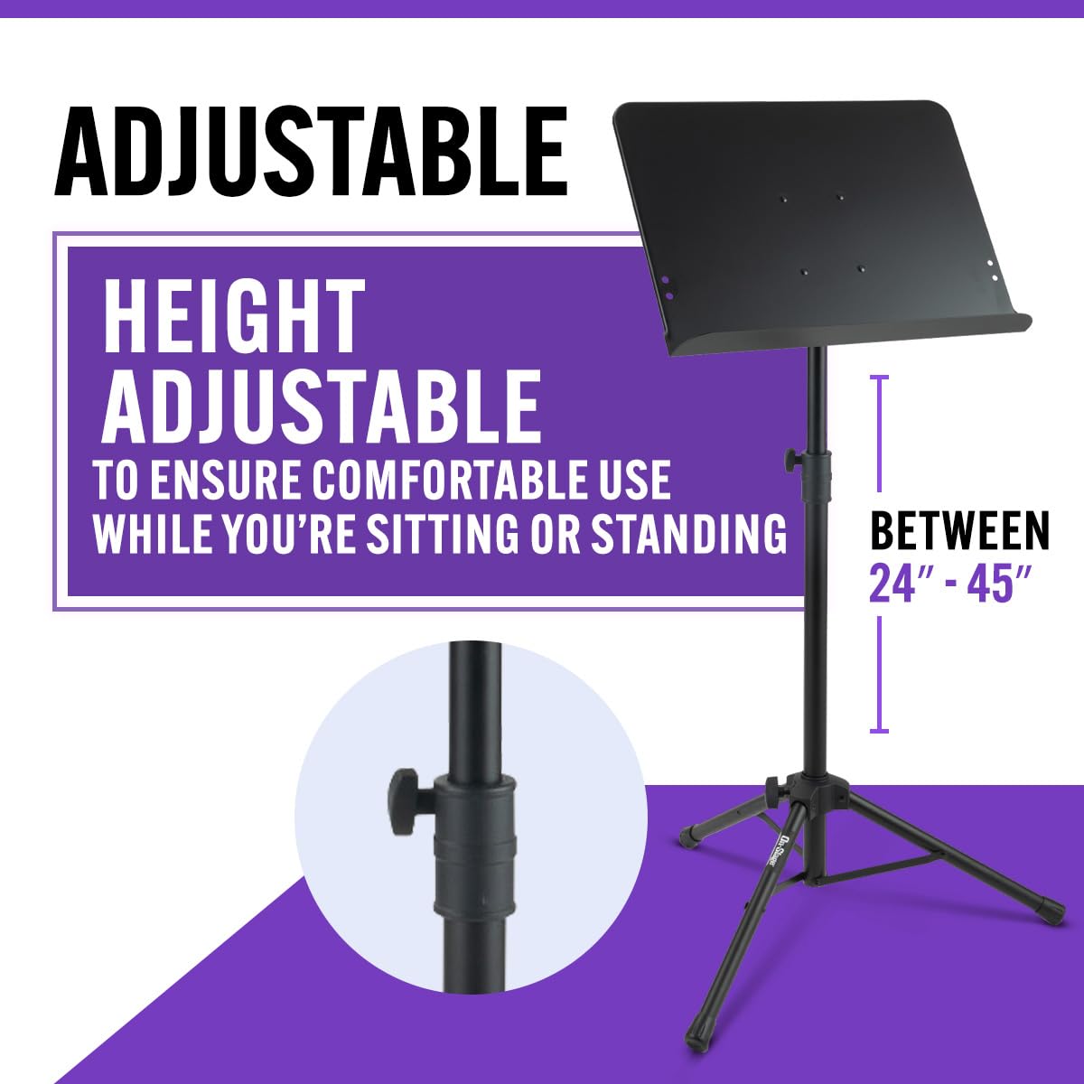 On-Stage SM7211B Professional Grade Folding Orchestral Sheet Music Stand, Black