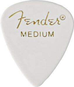 fender classic celluloid guitar picks 351 shape, stocking stuffers, guitar accessories, white, medium, 12-pack