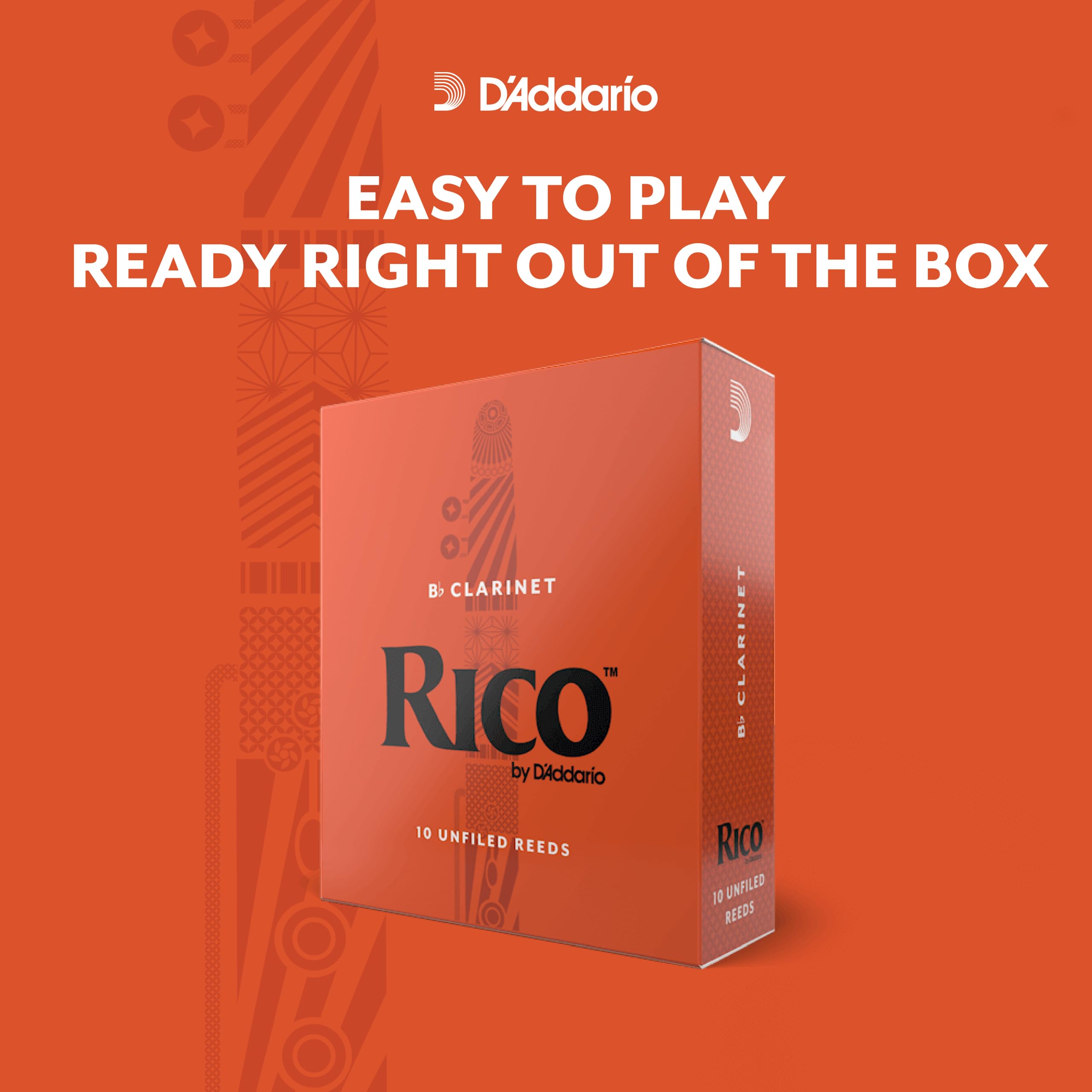 D'Addario Rico Bb Clarinet Reeds, Strength 2, Pack of 10