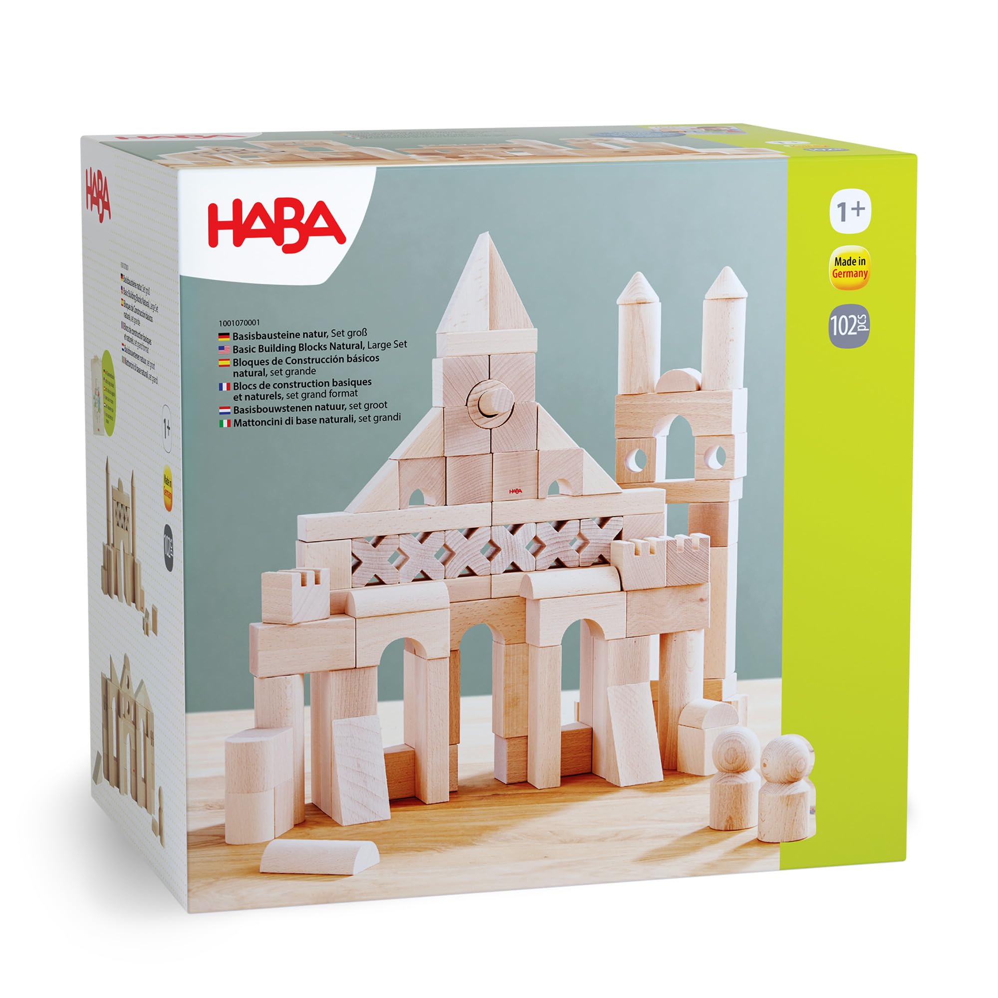 HABA Extra Large Wooden Building Blocks 102 Piece Set: Open-Ended Stacking Toys, Toddler Blocks, and Wooden Toys Made in Germany