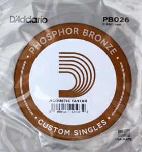 d'addario pb026 phosphor bronze wound acoustic guitar single string, 026