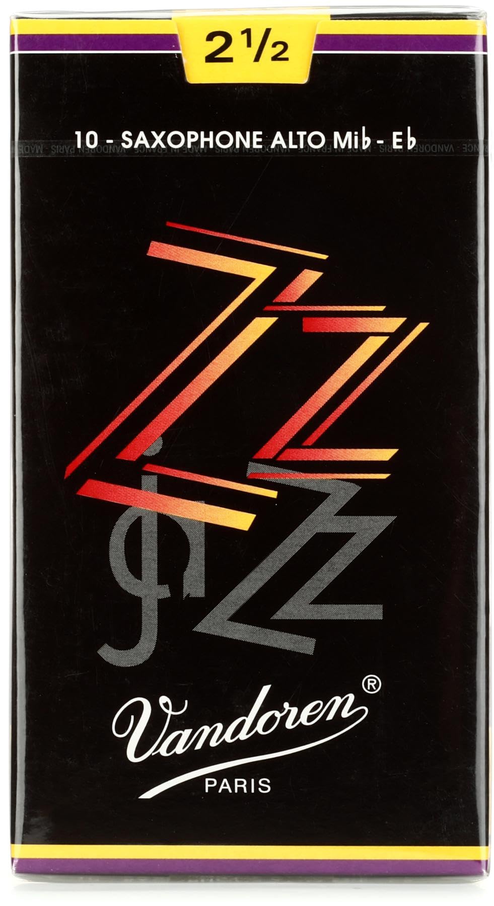 Vandoren SR4125 Alto Sax ZZ Reeds Strength 2.5; Box of 10