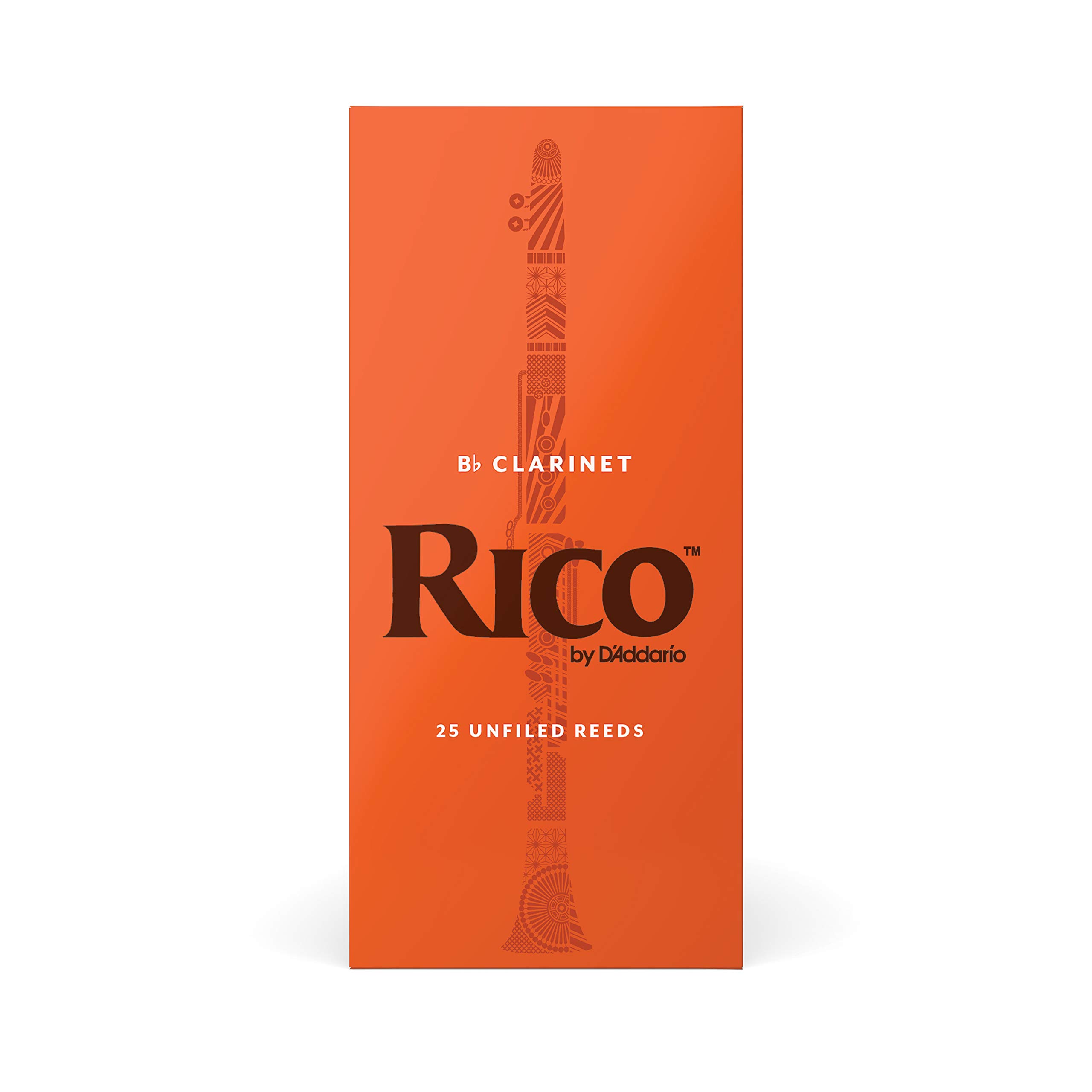 D'Addario Rico Bb Clarinet Reeds, Strength 2.5, Pack of 25