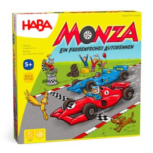 haba monza - car racing games & beginner's board game, engaging family games for kids and adults ages 5+ (made in germany)