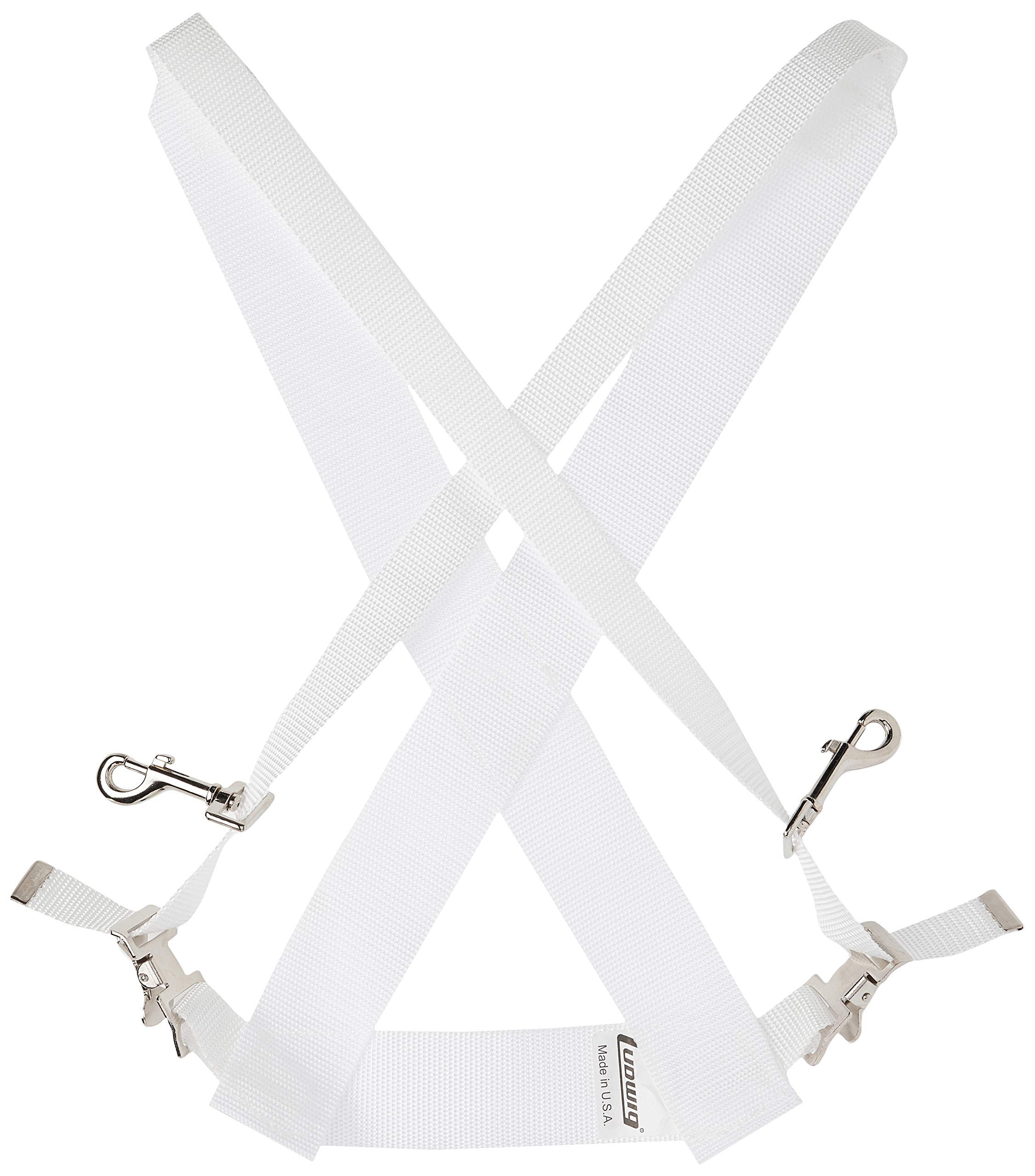 Ludwig LF350W White Parade Marching Bass Drum Sling | Marching Band Straps | for Band Practice, Concerts and Musical Events