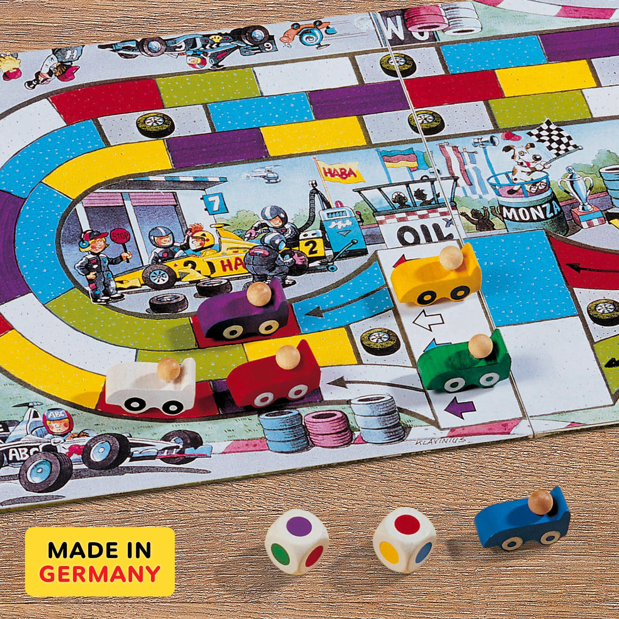 HABA Monza - Car Racing Games & Beginner's Board Game, Engaging Family Games for Kids and Adults Ages 5+ (Made in Germany)