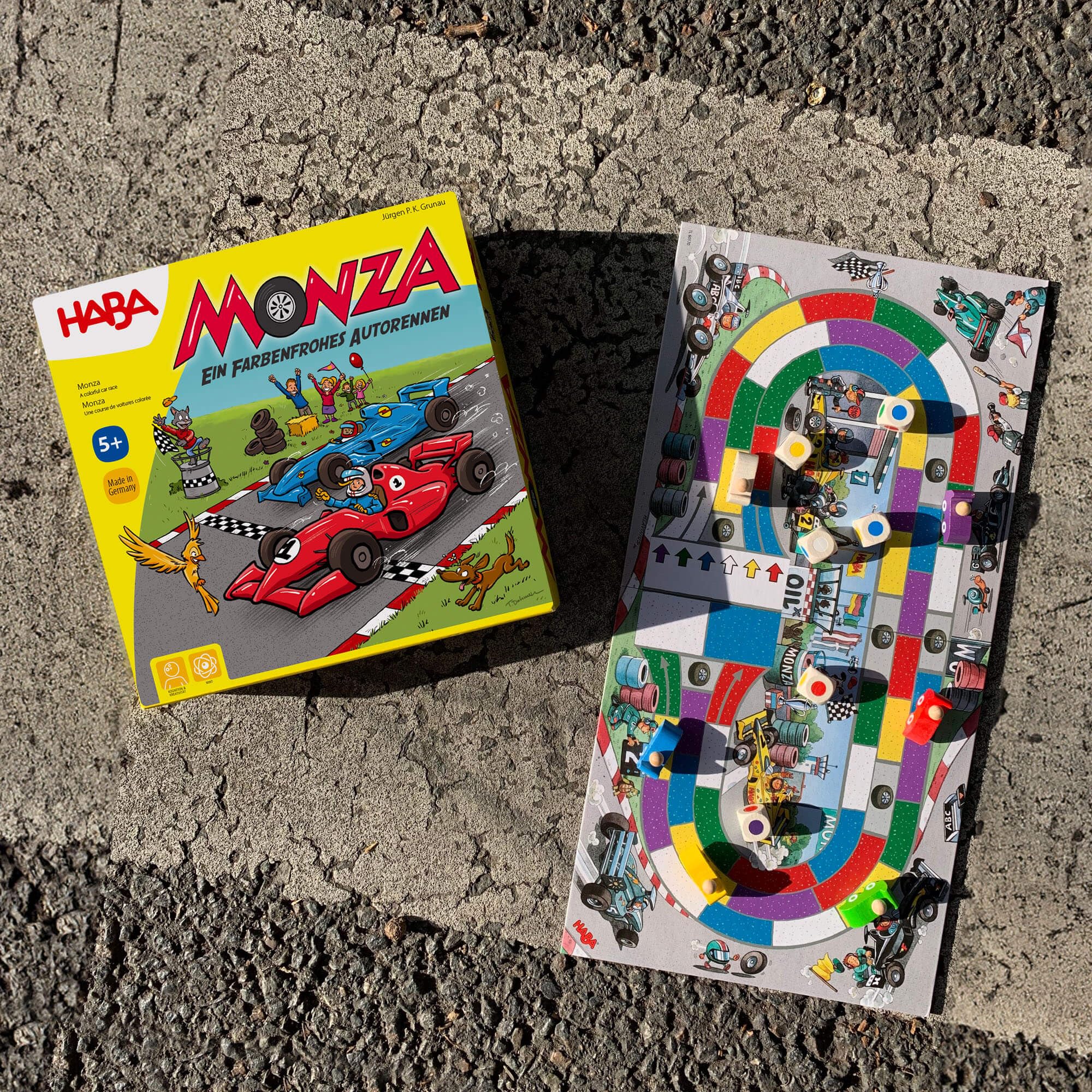 HABA Monza - Car Racing Games & Beginner's Board Game, Engaging Family Games for Kids and Adults Ages 5+ (Made in Germany)