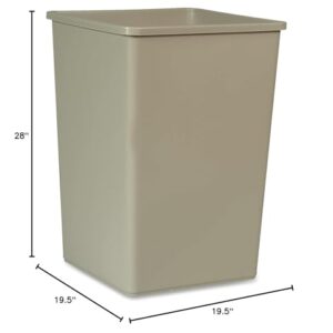 Rubbermaid Commercial Products Untouchable 35 Gal Square Container, Gray, for Offices/Mailrooms/Classrooms/Areas of High Waste Generation