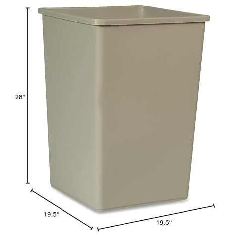 Rubbermaid Commercial Products Untouchable 35 Gal Square Container, Gray, for Offices/Mailrooms/Classrooms/Areas of High Waste Generation