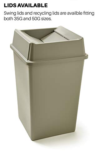 Rubbermaid Commercial Products Untouchable 35 Gal Square Container, Gray, for Offices/Mailrooms/Classrooms/Areas of High Waste Generation