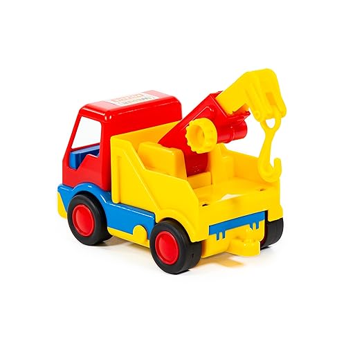 Wader Basics Tow Truck Toy For Kids with Noise-Canceling Rubber Tires & with Working Winch