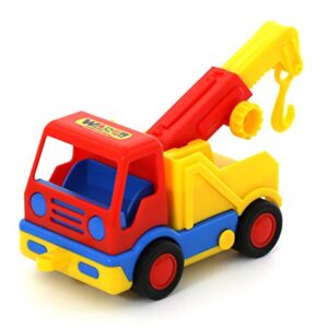 Wader Basics Tow Truck Toy For Kids with Noise-Canceling Rubber Tires & with Working Winch