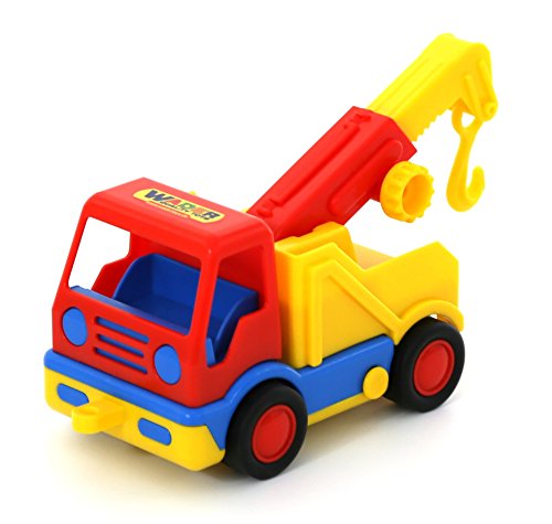 Wader Basics Tow Truck Toy For Kids with Noise-Canceling Rubber Tires & with Working Winch