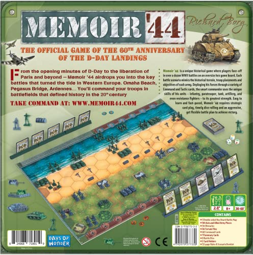 Memoir '44 Board Game - WWII Historical Board Game of Epic Battles! Tabletop Miniatures Strategy Game for Kids & Adults, Ages 8+, 2-8 Players, 30-60 Minute Playtime, Made by Days of Wonder