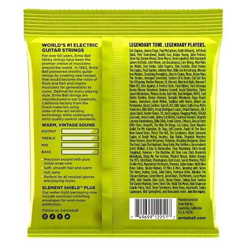 Ernie Ball Regular Slinky Classic Pure Nickel Electric Guitar Strings, 10-46 Gauge (P02251)