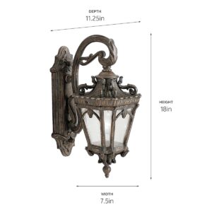 Kichler Tournai 18" 1 Light Outdoor Wall Light with Clear Seeded Glass in Londonderry