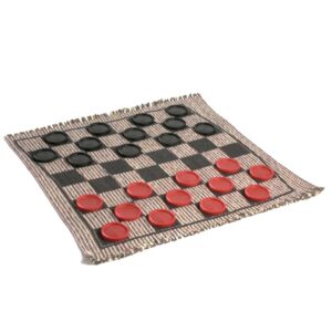 multiflex designs jumbo checkers rug game, 3 inch diameter pieces (12 red /12 black), machine washable, the giant original, classic family fun kid activity, lightweight/travel friendly, indoor/outdoor