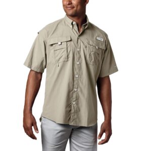 columbia men's bahama ii upf 30 short sleeve pfg fishing shirt, fossil, medium