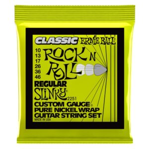 ernie ball regular slinky classic pure nickel electric guitar strings, 10-46 gauge (p02251)