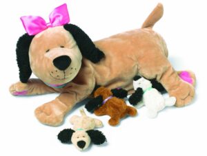 manhattan toy nursing nana nurturing dog stuffed animal with plush puppies