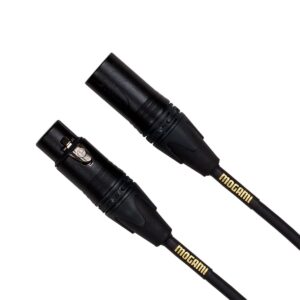 mogami gold stage-20 xlr microphone cable, xlr-female to xlr-male, 3-pin, gold contacts, straight connectors, 20 foot