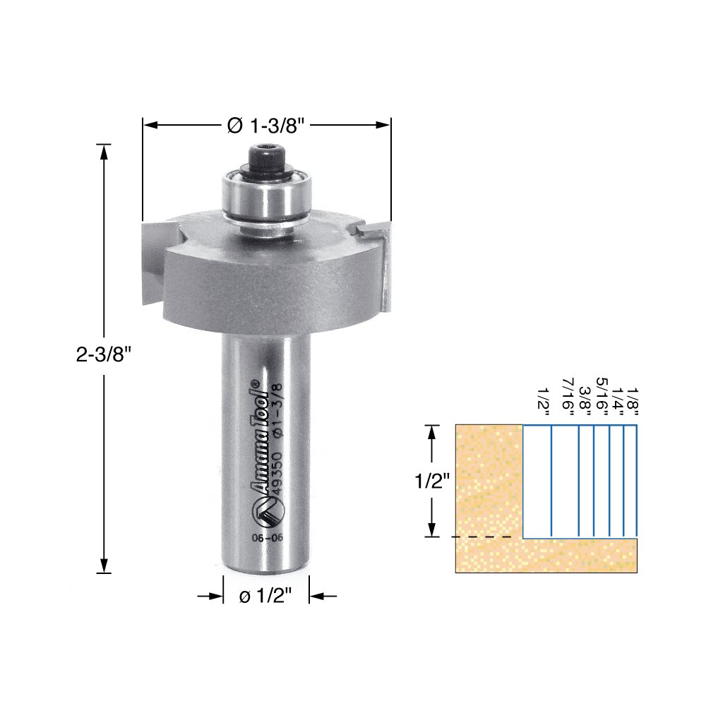 Amana Tool - 49350 Multi-Rabbet Six Different Rabbet Depths 1-3/8 Dia x 1/2 Sha