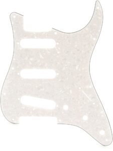 fender modern pickguard, stratocaster, 11-hole - white moto