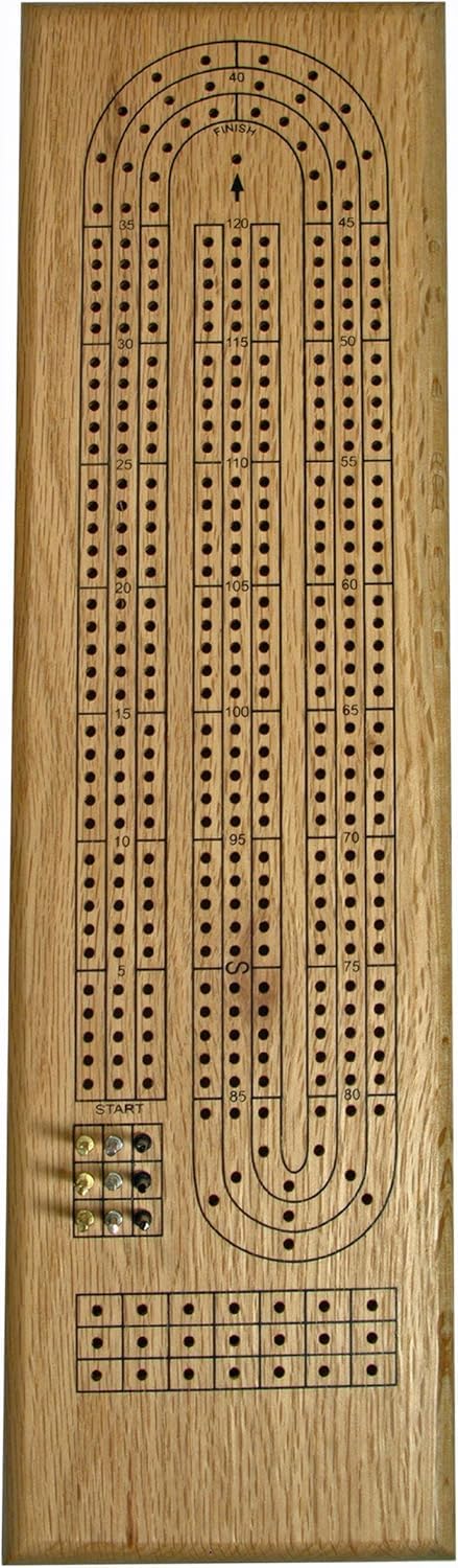 WE Games- Classic Wooden Cribbage Board Game Set- Solid Oak