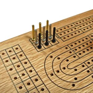 WE Games- Classic Wooden Cribbage Board Game Set- Solid Oak