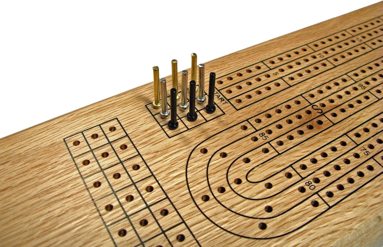 WE Games- Classic Wooden Cribbage Board Game Set- Solid Oak