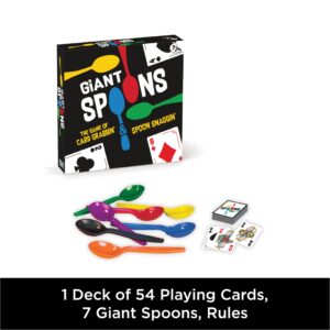 Giant Spoons, Card Games for Kids - Spoons Game, Deck of Cards, Fun Family Games for Kids and Adults, Playing Cards, Game Night, Travel Games, 3-6 Multi-Player Card Game, Games for Adults, Ages 7+