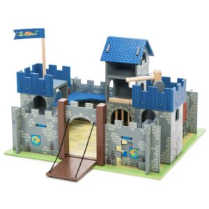 le toy van - castles collection wooden toy educational excalibur knights castle | kids wooden castle playset model castle for boys, blue excalibur castle (tv235)