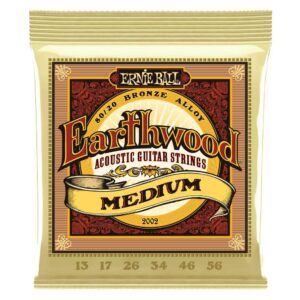 ernie ball earthwood medium 80/20 bronze acoustic guitar strings, 13-56 gauge (p02002)'-single pack