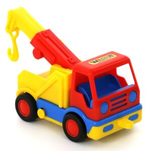 Wader Basics Tow Truck Toy For Kids with Noise-Canceling Rubber Tires & with Working Winch