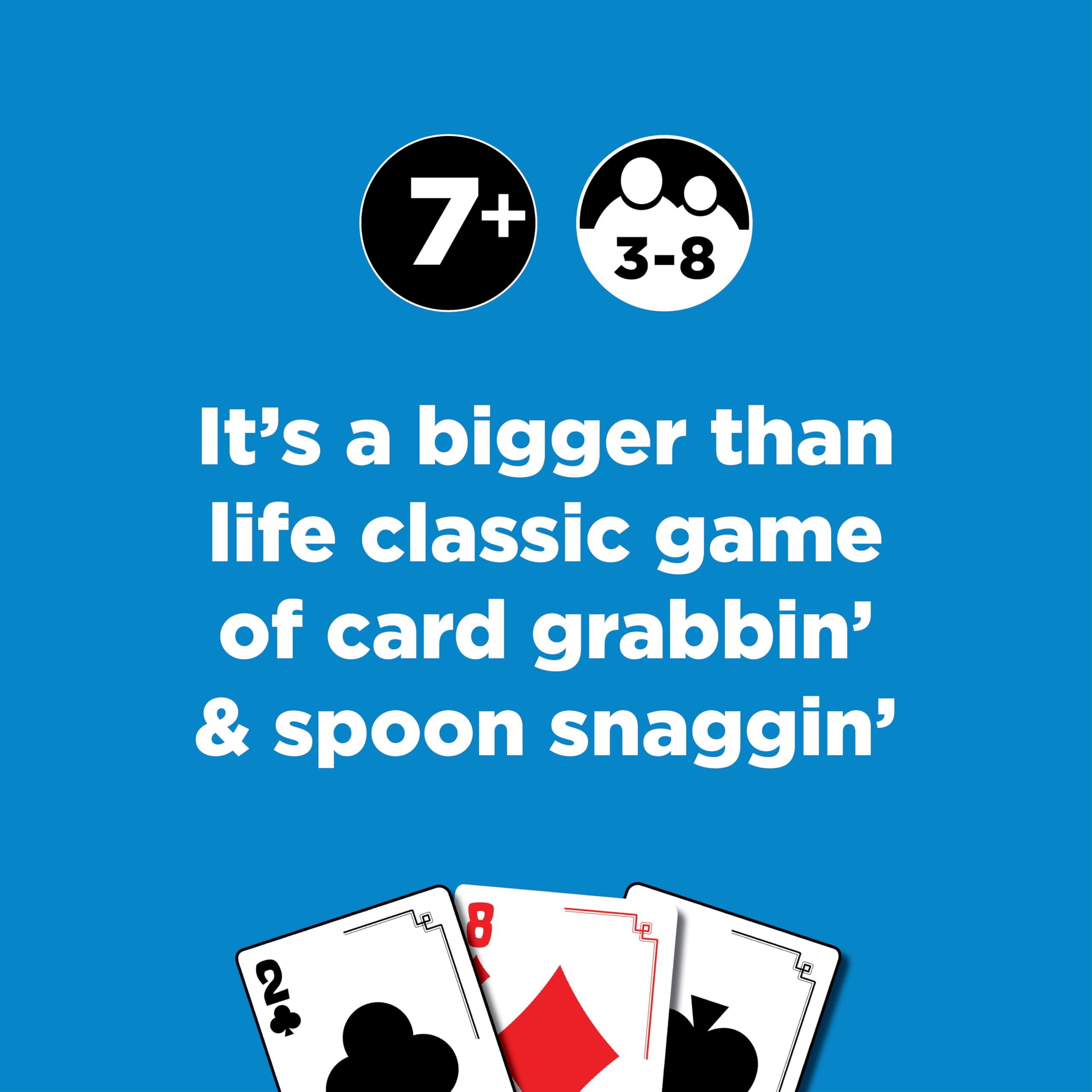 Giant Spoons, Card Games for Kids - Spoons Game, Deck of Cards, Fun Family Games for Kids and Adults, Playing Cards, Game Night, Travel Games, 3-6 Multi-Player Card Game, Games for Adults, Ages 7+