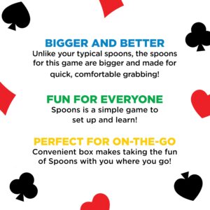 Giant Spoons, Card Games for Kids - Spoons Game, Deck of Cards, Fun Family Games for Kids and Adults, Playing Cards, Game Night, Travel Games, 3-6 Multi-Player Card Game, Games for Adults, Ages 7+