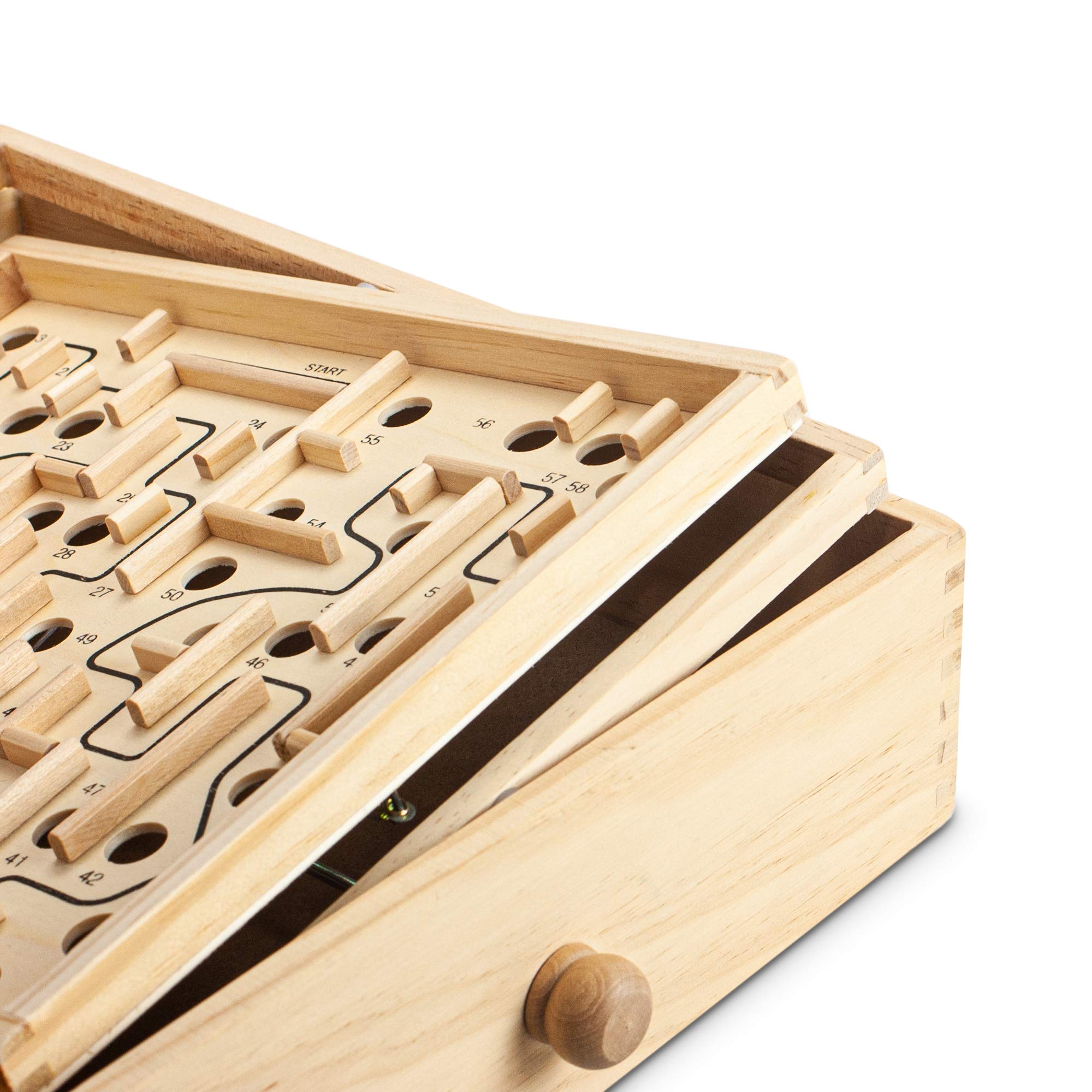 STERLING Games Large Wooden Labyrinth 13.5" x 13" Marble Ball Tilt Maze Wood Game with 60 Waypoints for 6 Years and Up