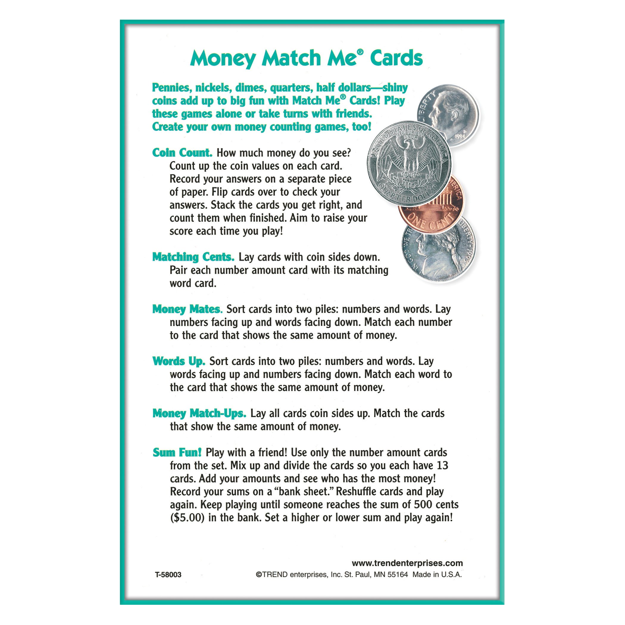 Money Match Me Cards