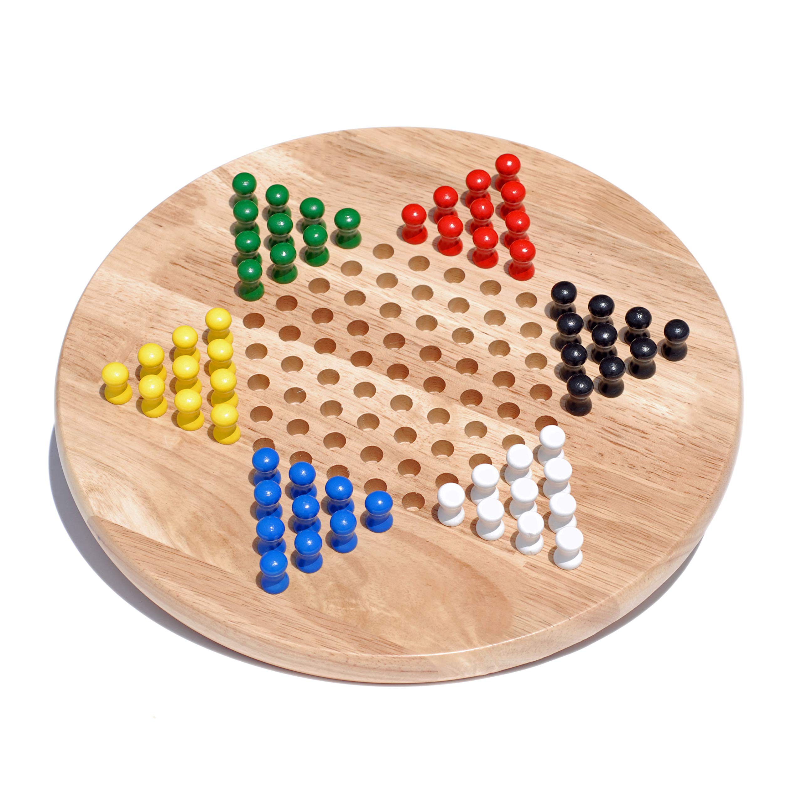 WE Games Solid Wood Chinese Checkers Board Game with Pegs- 11.5 in,6 players