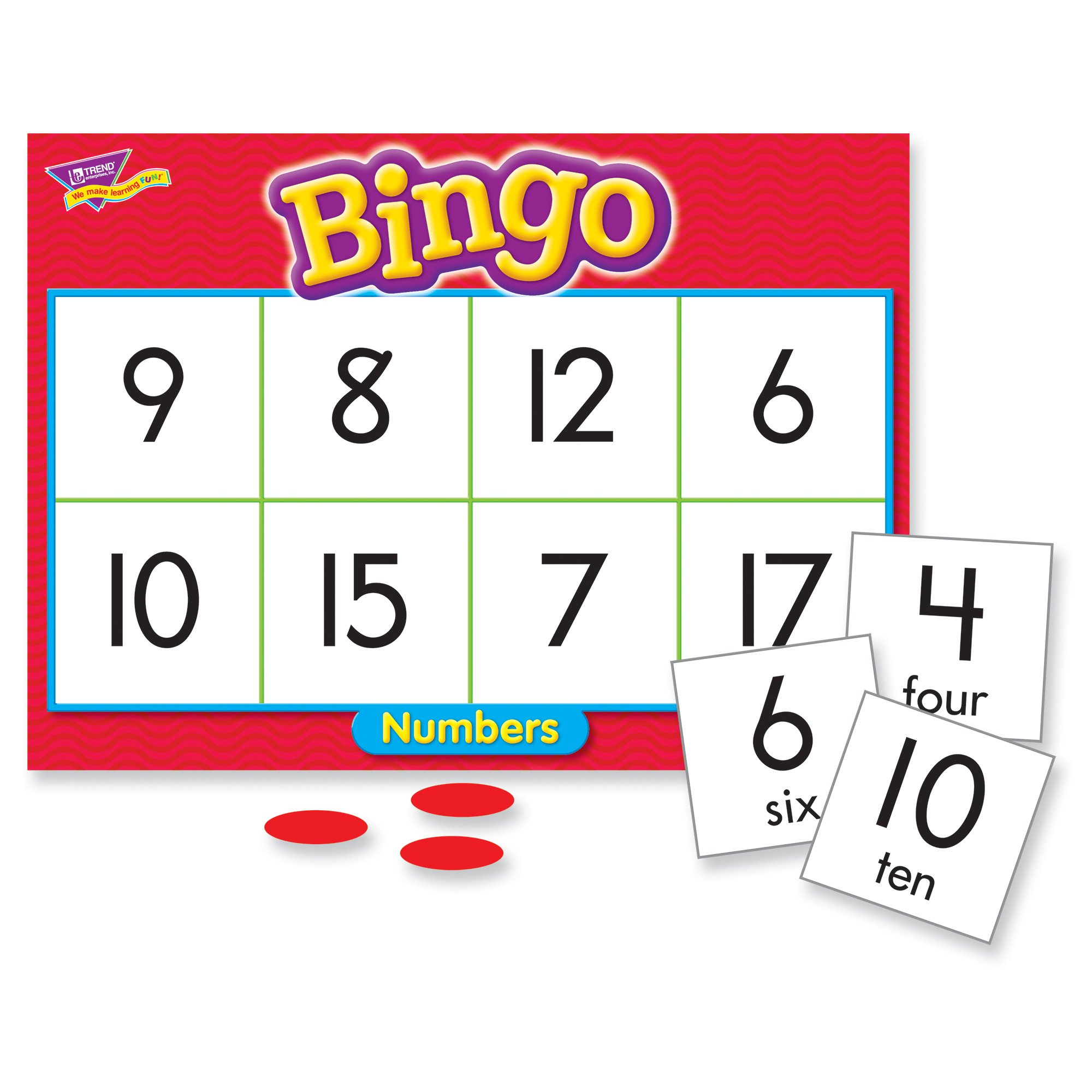 TREND ENTERPRISES: Numbers Bingo Game, Exciting Way for Everyone to Learn, Play 6 Different Ways, Perfect for Classrooms and At Home, 2 to 36 Players, For Ages 4 and Up