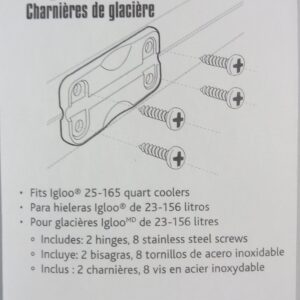 Igloo 24012 Plastic Hinges for Ice Chests (1-Pair), White, Standard Size, Contain UV Inhibitors