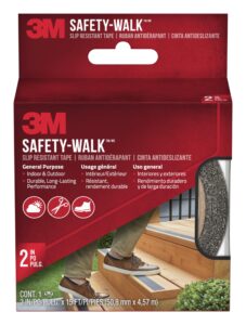 3m safety-walk slip resistant tape, 2 in x 15 ft, anti slip black tape, adhere without wrinkling, curling, tearing or lifting, self-adhesive backing for quick & easy application, 1 roll (610b-r2x180)