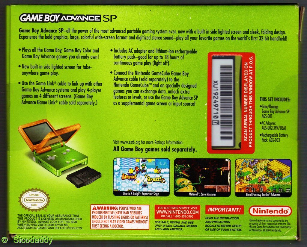 Game Boy Advance SP Limited Edition Lime/Orange