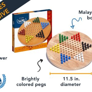 WE Games Solid Wood Chinese Checkers Board Game with Pegs- 11.5 in,6 players